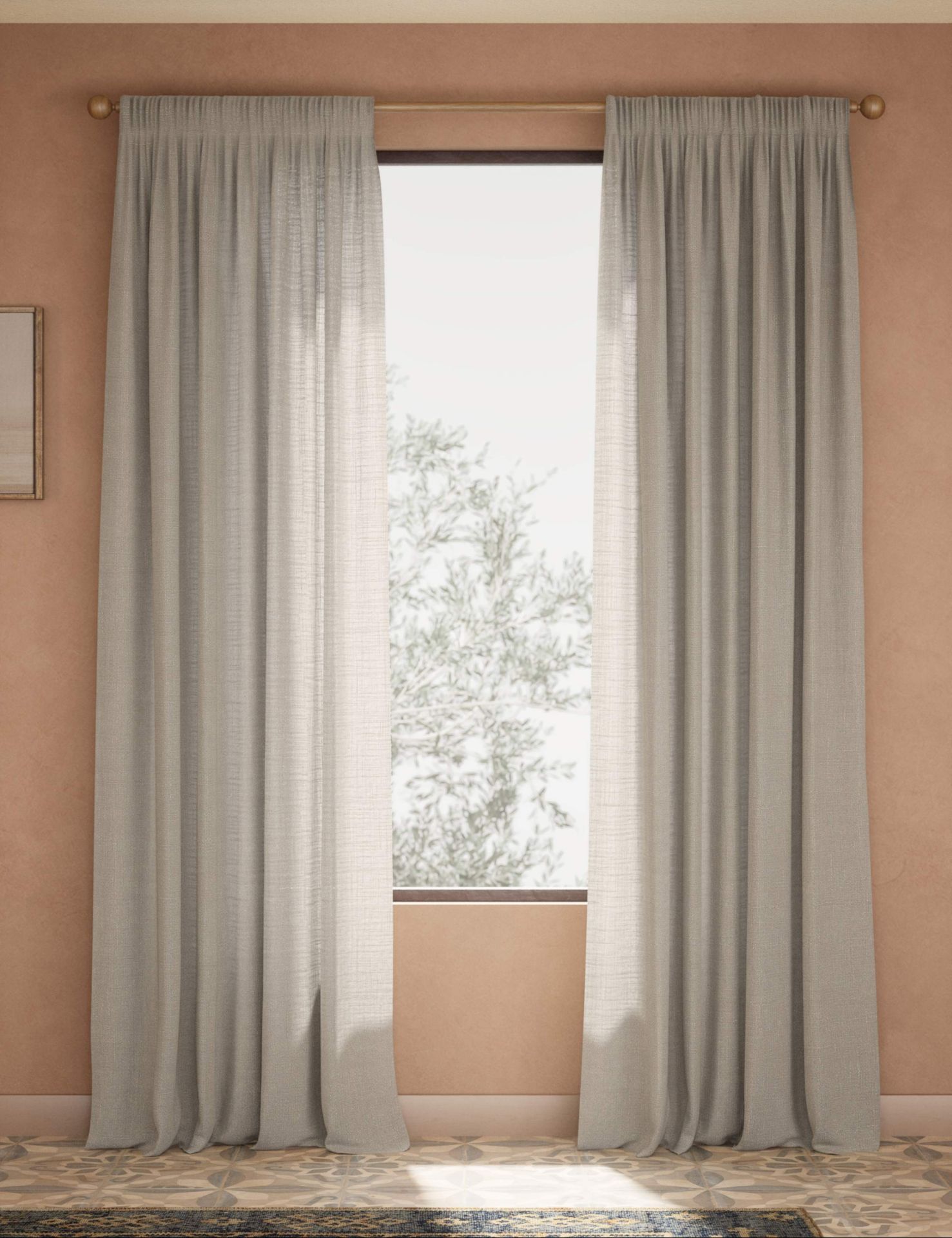 Mark & Spencer Sheer Slot Top Curtains Stone-SR3(1.4) These elegant ...