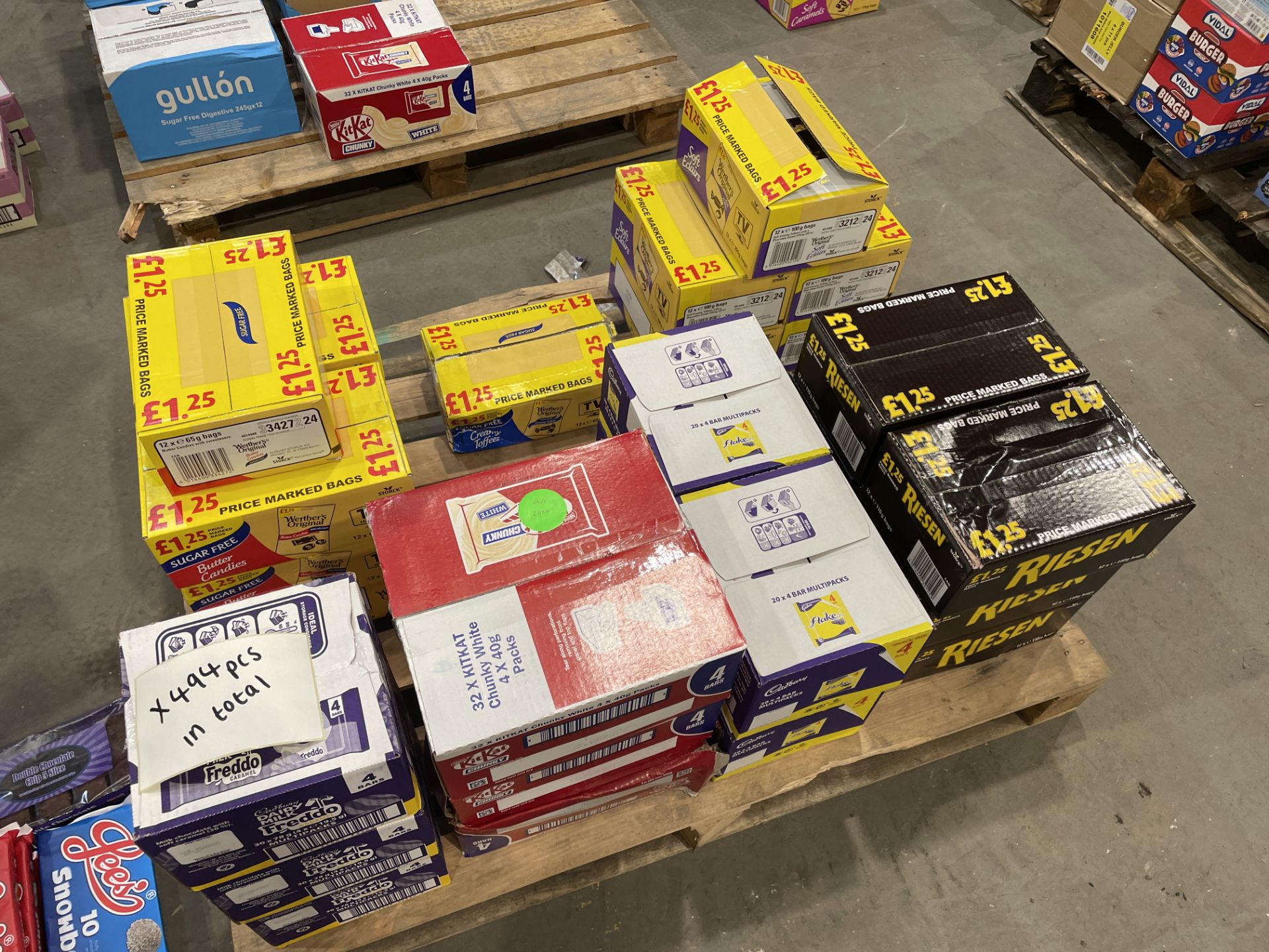 PALLET TO CONTAIN 494 PIECES OF CONFECTIONARY INCLUDING PACKS OF 4 ...