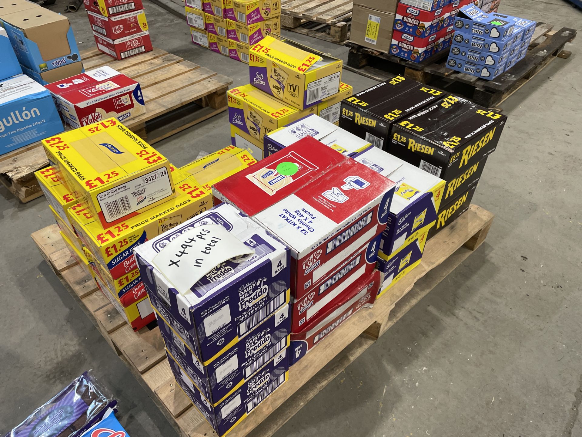 PALLET TO CONTAIN 494 PIECES OF CONFECTIONARY INCLUDING PACKS OF 4 ...