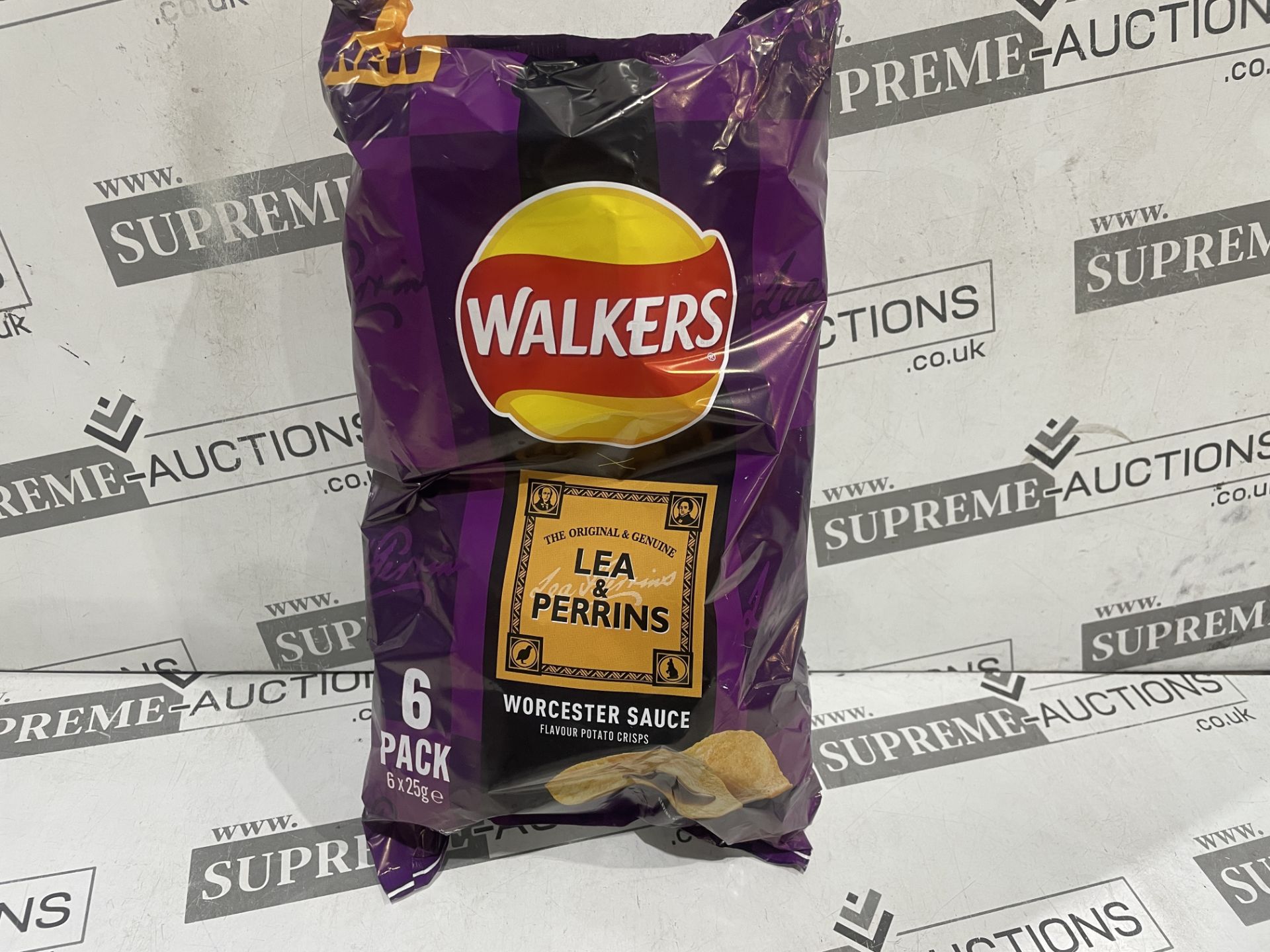124 X BRAND NEW PACKS OF 6 25G BAGS OF WALKERS LEA AND PERRINS SAUCE ...