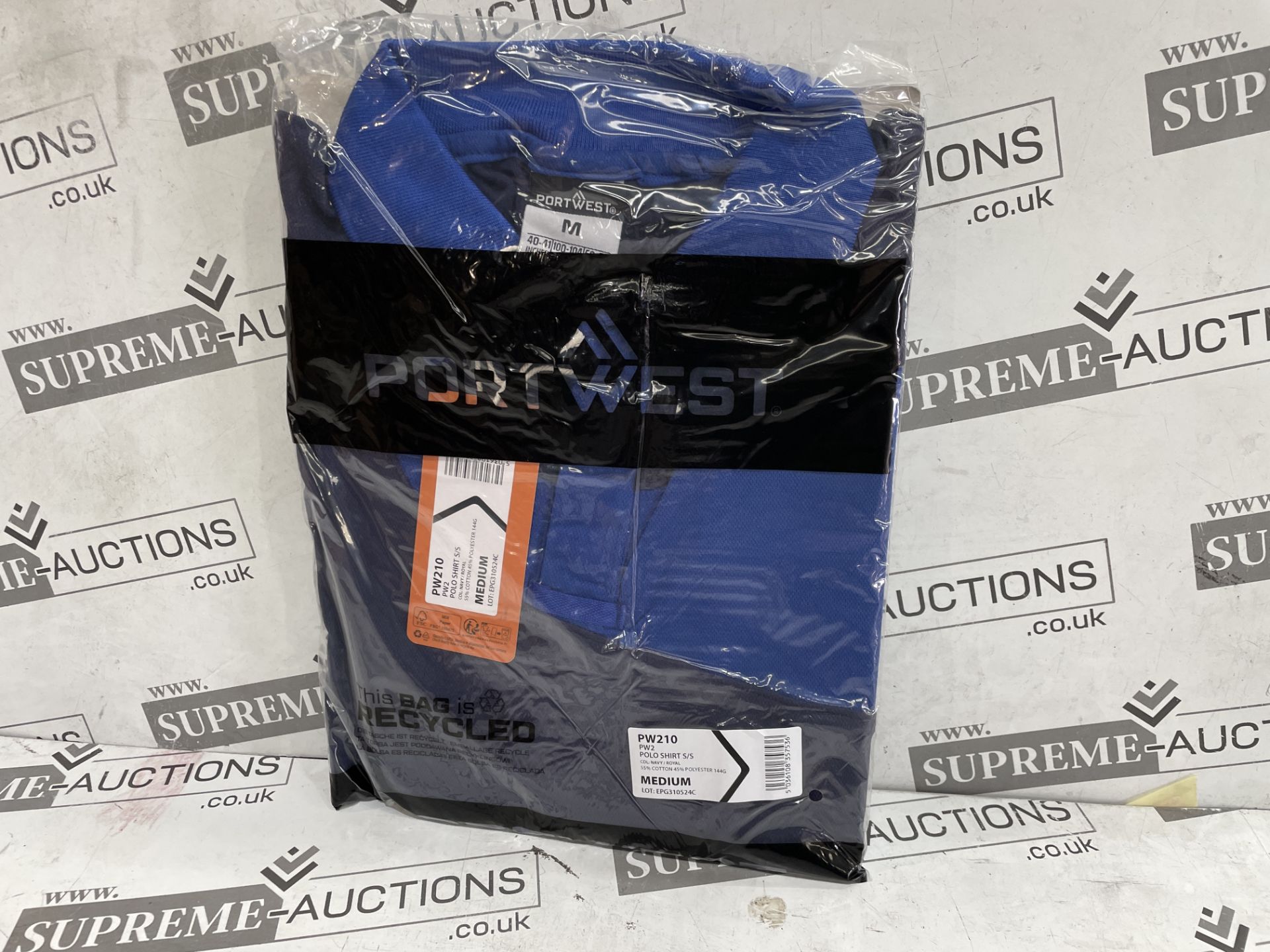 24 X BRAND NEW PORTWEST PW2 NAVY/ROYAL BLUE PREMIUM POLO SHIRTS SIZE ...