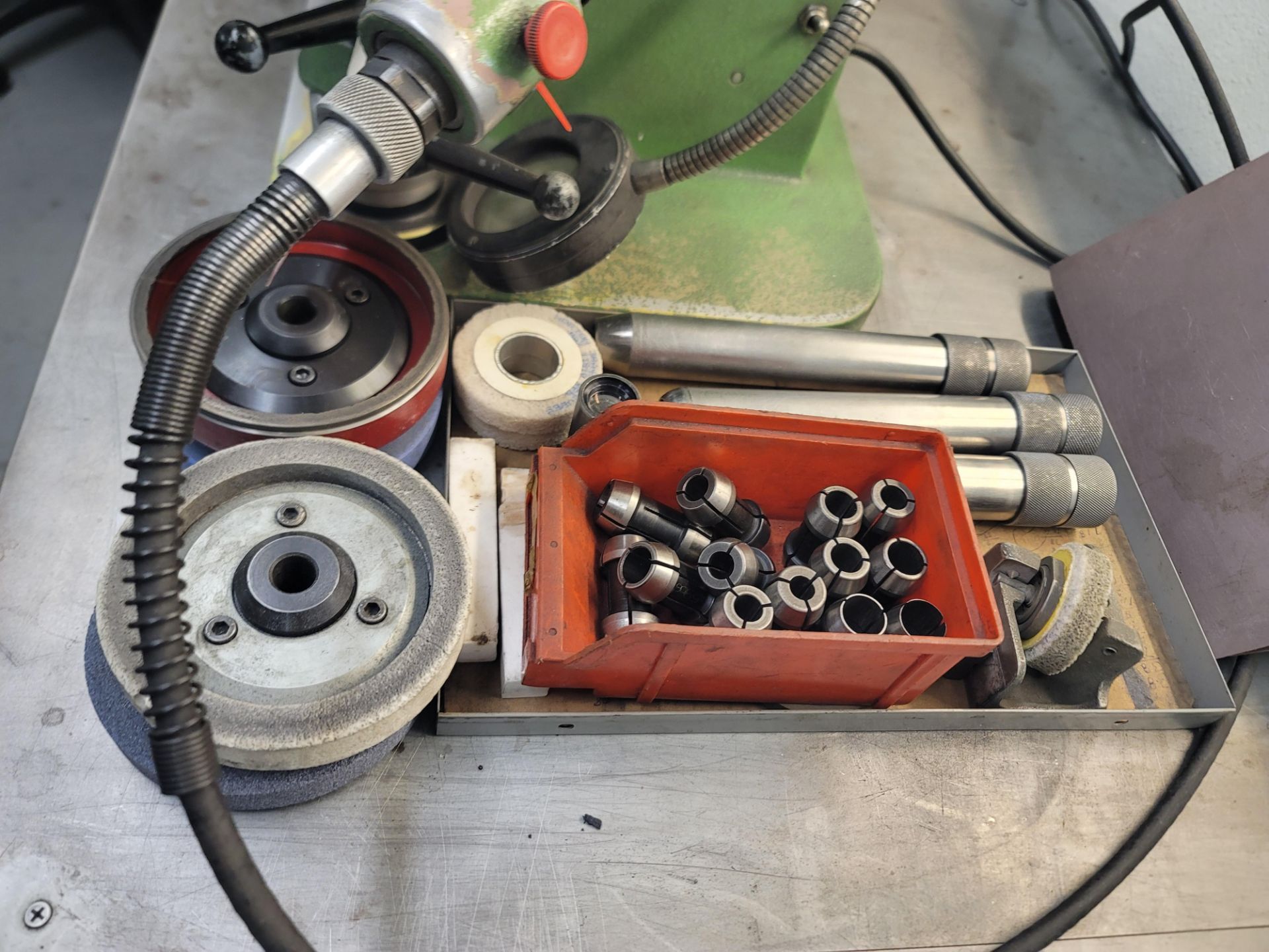 OPTIMA UNIVERSAL OPTICAL DRILL GRINDER, S/N B 1554, W/ GRINDING WHEELS ...