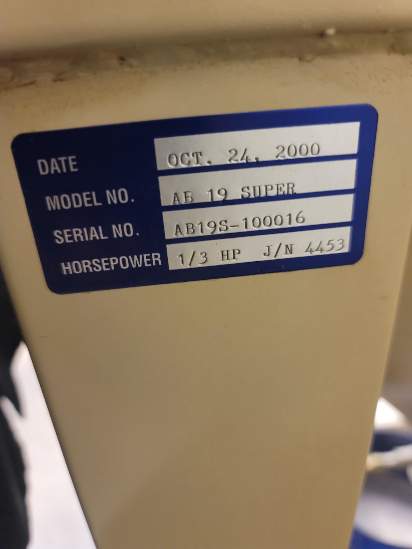 ICM AD-A-BLAST ABRASIVE BLAST CABINET, 1/3 HP, MODEL AB19 SUPER, S/N ...