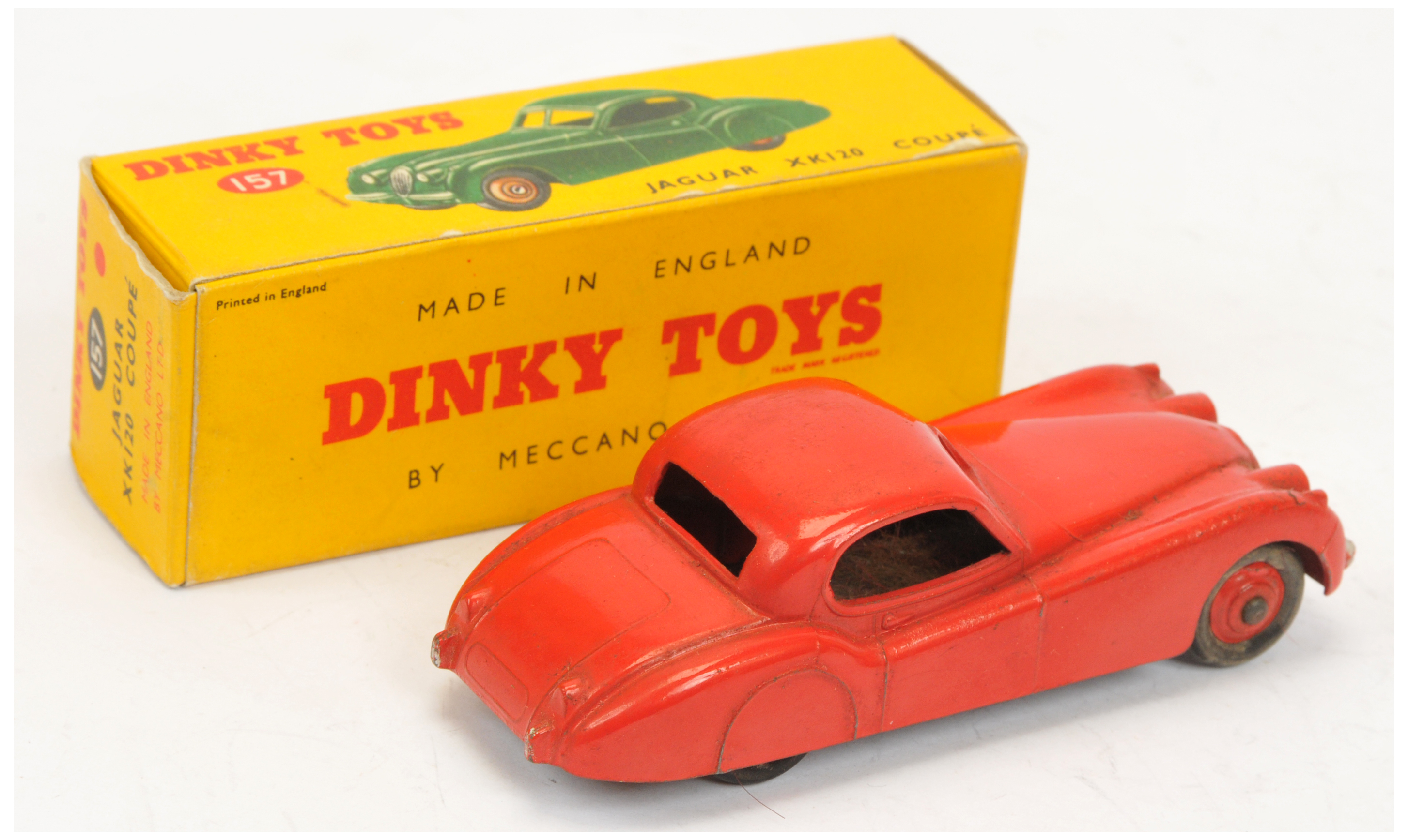 Dinky Toys 157 Jaguar XK120 - Red body and ridged hubs, silver trim ...