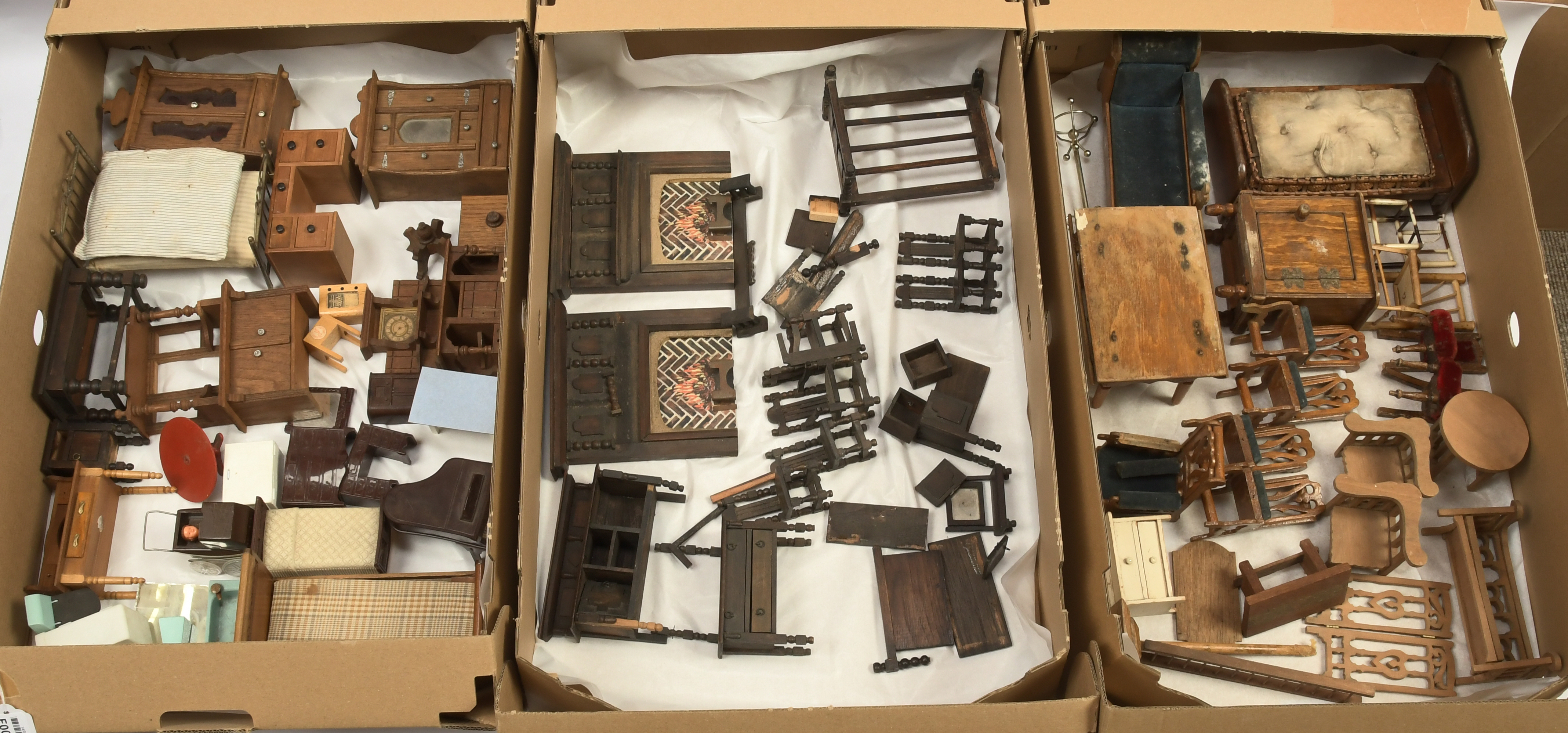 Antique and vintage doll's house furniture, assorted: Eric Elgin wooden ...