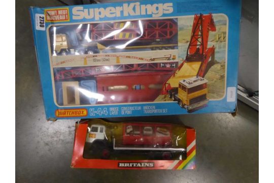 Matchbox Superkings K44 bridge layer transporter set and a Britains ...
