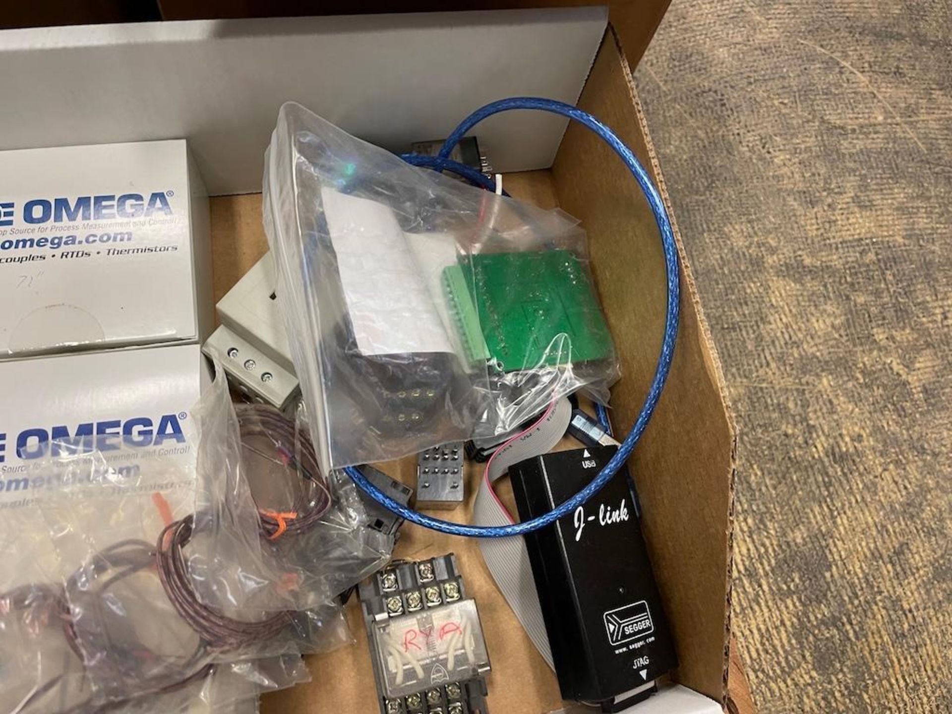 LOT: ASSORTED ELECTRONICS, (6) BOXES OMEGA THERMOCOUPLES, CONNECTORS ...